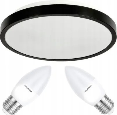 LED stropní svítidlo 2xE27 IP20 LARI-R ČERNÉ + 2x E27 10W teple bílá svíčka