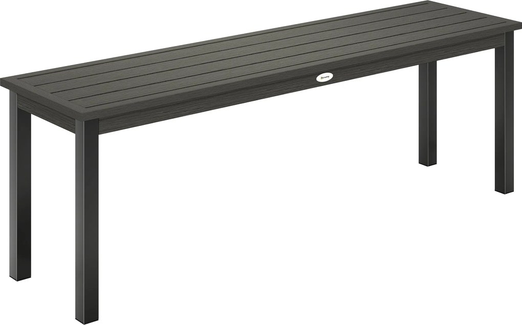 Outsunny kovová zahradní lavička pro 2 osoby, laťkované sedadlo v dřevěném vzhledu, bez opěradla — nosnost 240 kg, 130 x 34 x 43 cm, šedá | Aosom