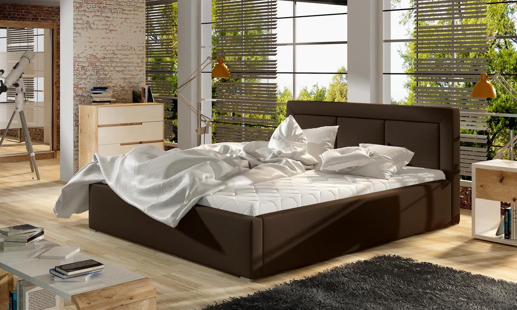 Čalouněná postel BELLA hnědá ekokůže 180x200cm