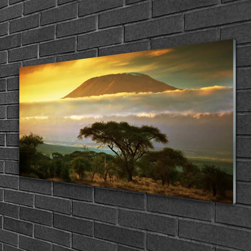 Obraz na skle Strom Hory Příroda 120x60 cm