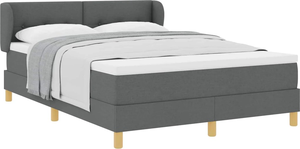 Postel s boxspringem s čelo Tmavě šedá 140 x 200 cm textil 3340214