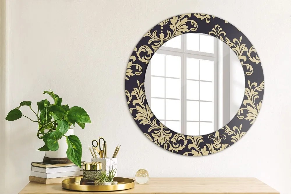 Kulaté dekorativní zrcadlo Květinový vzor fi 50 cm