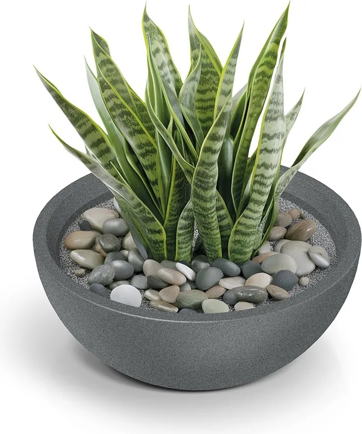 Plastový květináč MOLIOS BOWLS granitově šedý