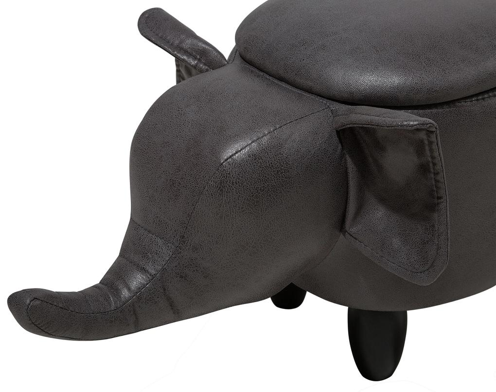 Tmavě šedá stolička slon z umělé kůže ELEPHANT Beliani