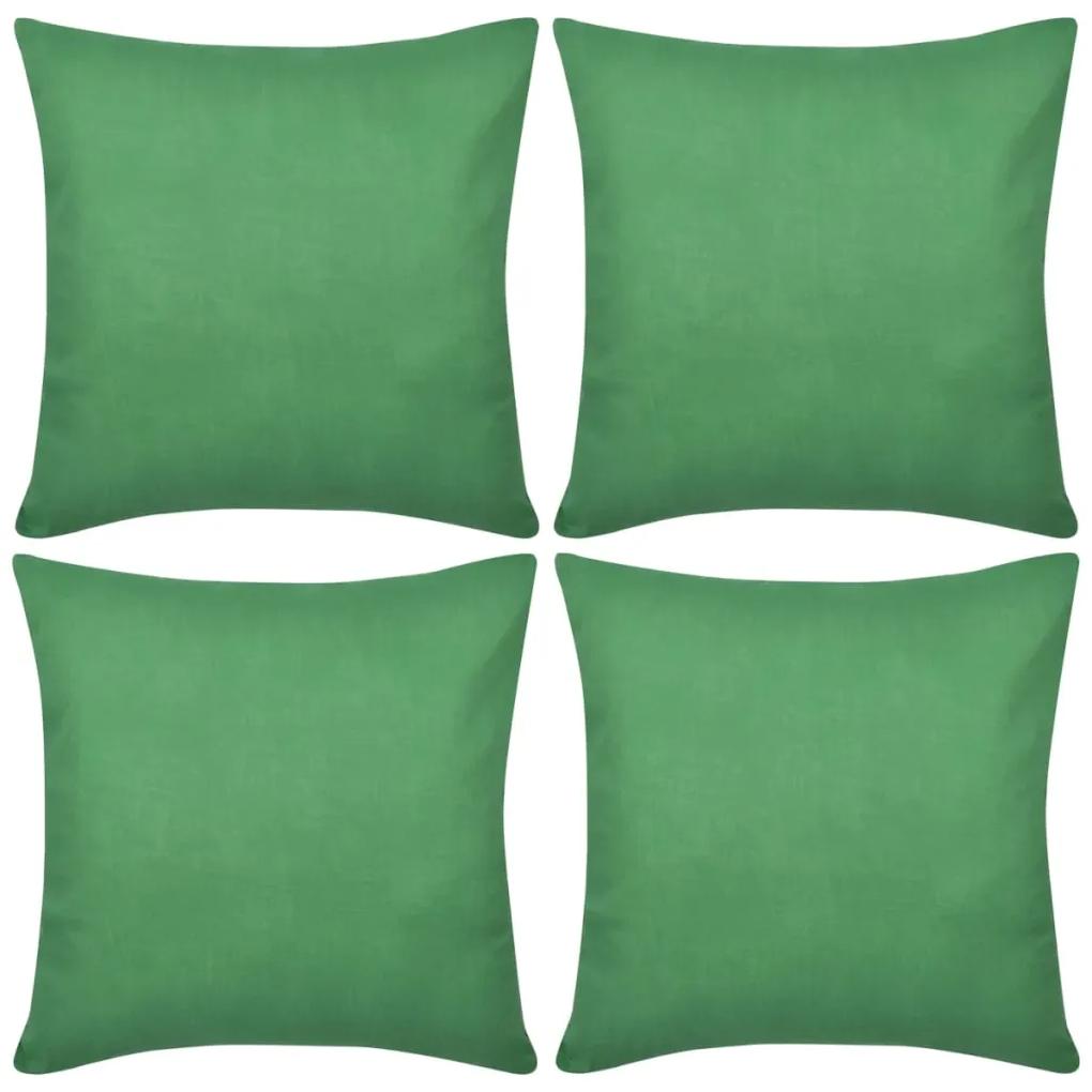 130922 vidaXL 4 zelené povlaky na polštářky bavlna 40 x 40 cm