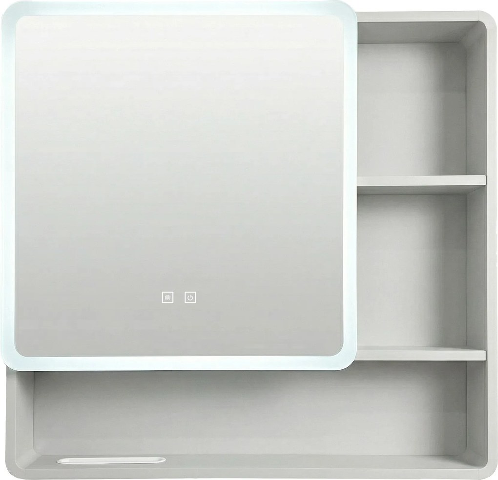 Rea Rea, LED zrcadlová skříňka s osvětlením 70x65 cm, plast, M1016-70, bílá-šedá, REA-M0101
