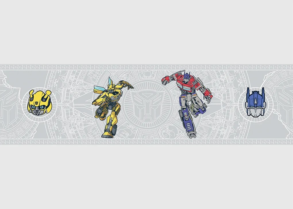 Dětská samolepící bordura na zeď Transformers Připraveni K Boji | 5 m x 13.8 cm | DWBD8041