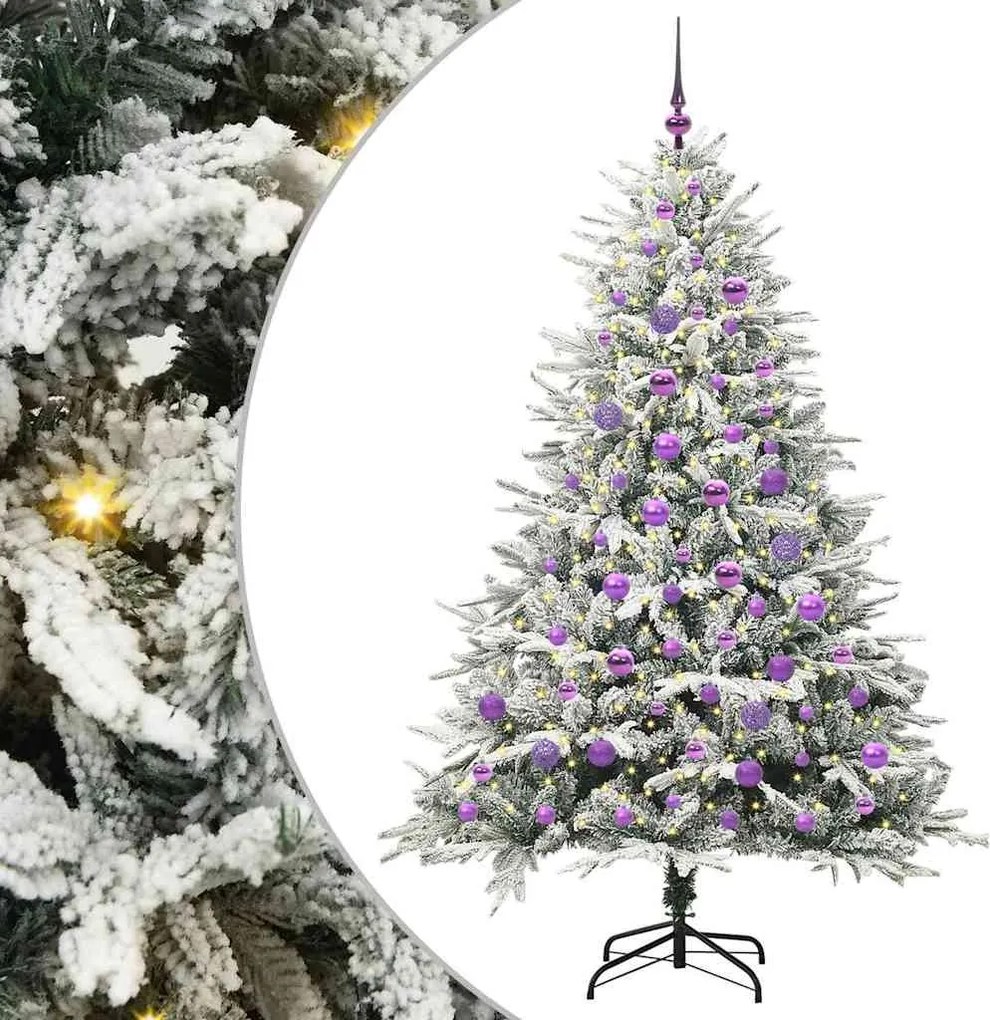 Umělý přednažený vánoční stromek se soupravou koulí Zelená 3395403