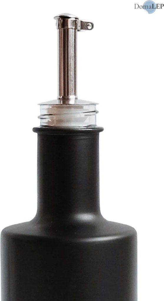 Skleněná láhev na olej 200 ml černá matná s nerezovou nálevkou VILO