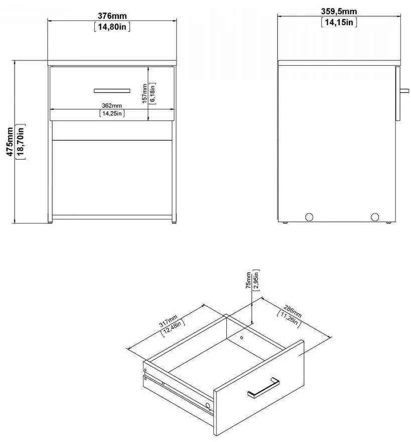 Noční stolek Sid, dub sonoma