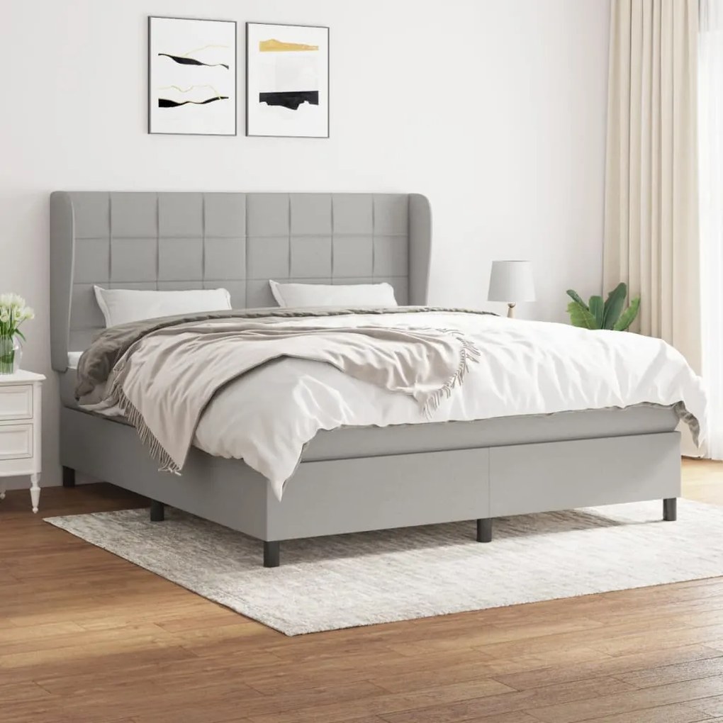Box spring postel s matrací světle šedá 160 x 200 cm textil 3127973