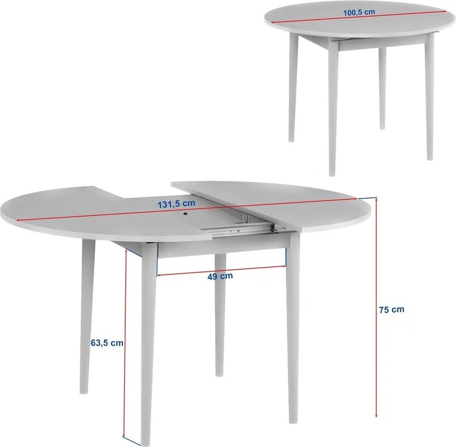 Kulatý rozkládací jídelní stůl s přídavnou deskou v dekoru borovice ø 100 cm Viona – Kalune Design