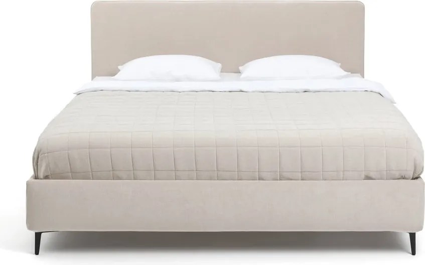 Béžová čalouněná dvoulůžková postel s roštem 180x200 cm Noira Slim - II. jakost – Bonami Selection