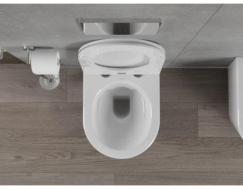 Mexen Rico závěsné wc Rimless s toaletním Slim sedátkem z duroplastu, bílá - 30720300