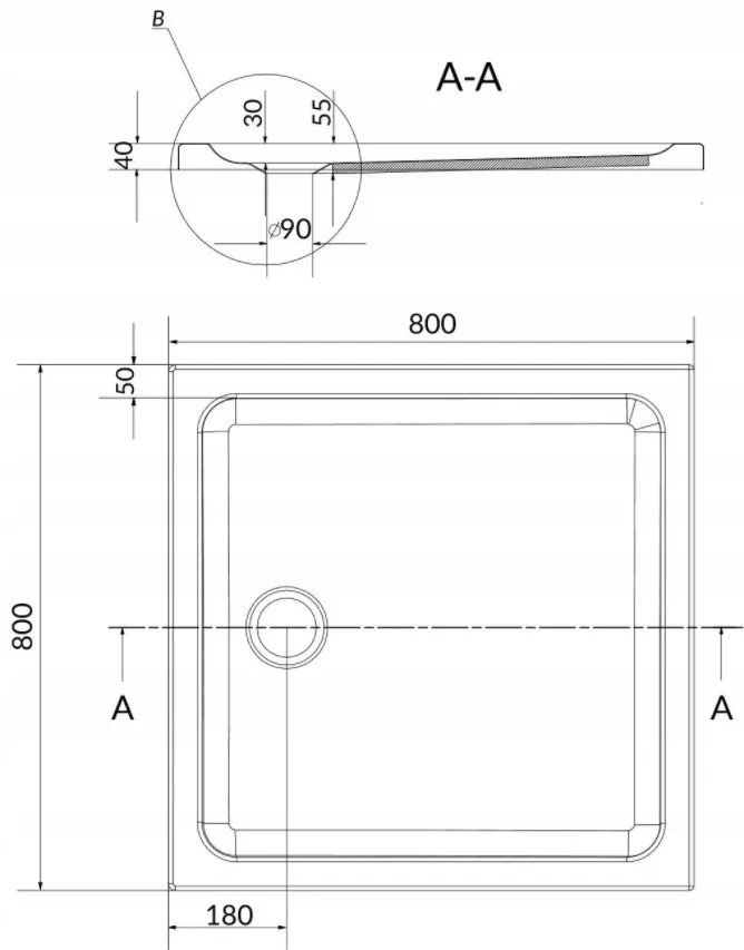 CERSANIT sada B152: sprchový kout ARTECO 80x80x190 cm, průhledný, chrom + slim sprchová vanička TAKO, S601-115