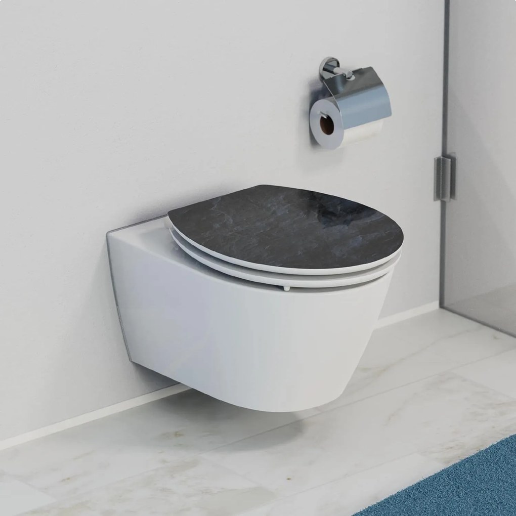 Eisl Sanitär WC prkénko MDF Soft Close Black Stone High Gloss 80535