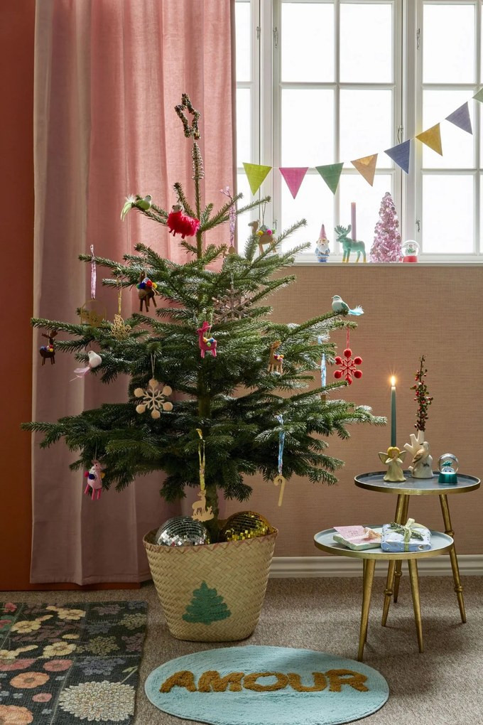 rice Vánoční sněžítko Car and Xmas Tree, zelená barva, sklo