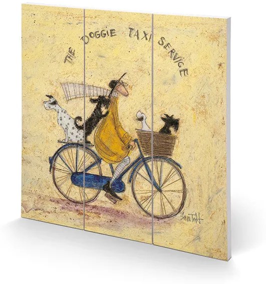 Dřevěný obraz Sam Toft - The Doggie Taxi Service, (30 x 30 cm)