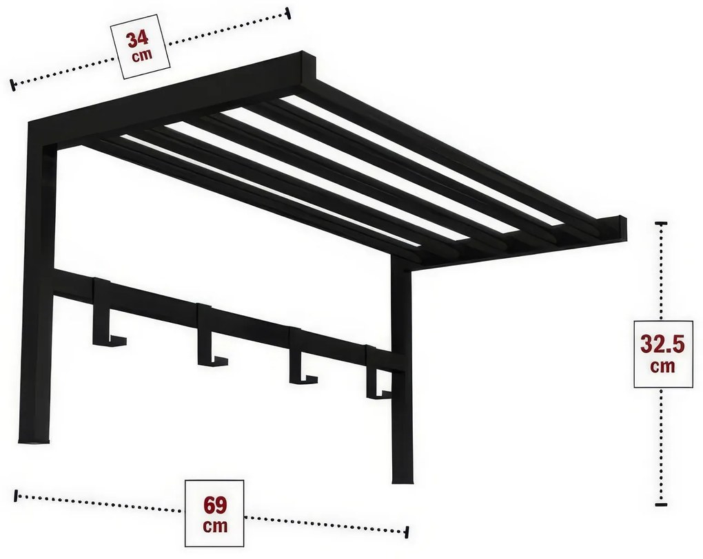 Nástěnný věšák FRANZ černá