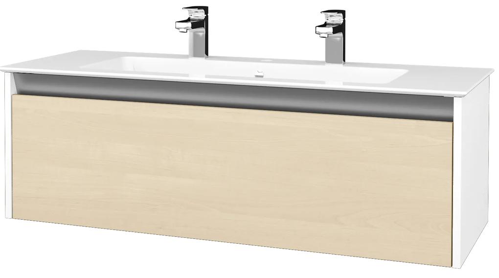 Dřevojas Koupelnová skříň BONO SZZ 120 (umyvadlo Pura) Varianta: N01 Bílá lesk / D01 Beton