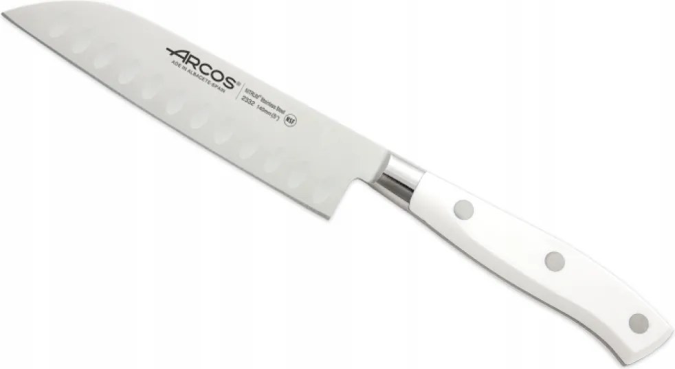 Nůž japonský Santoku z nerezové oceli Arcos Riviera White Bílý 14 cm K3