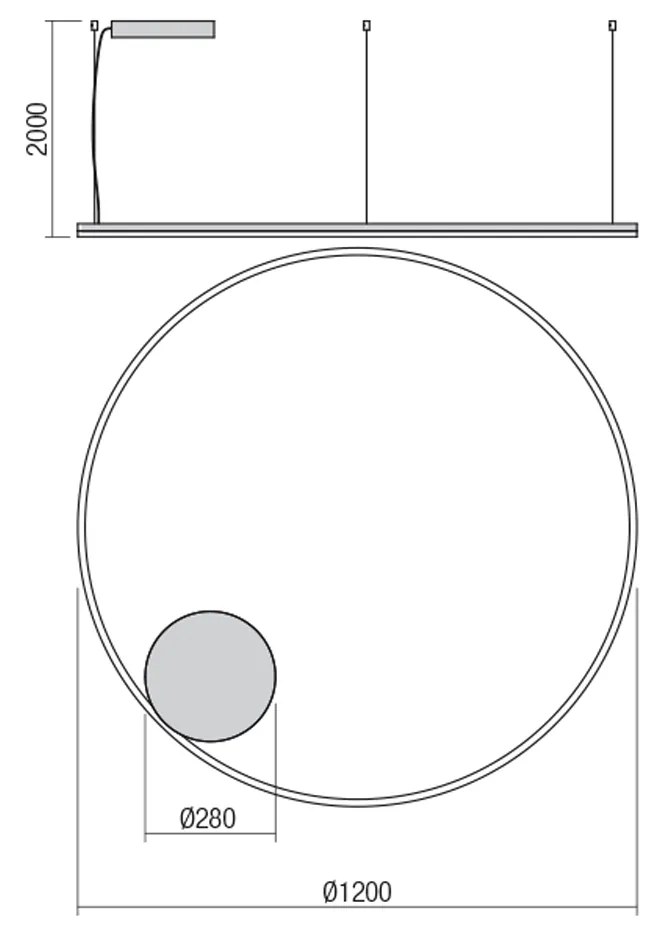 Redo 01-1918 závěsné LED stmívatelné svítidlo Orbit pískově bílá, 76W, 4000K, ø120cm