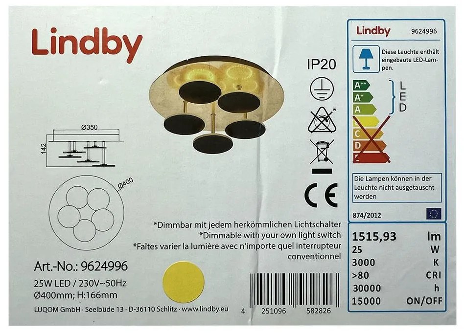 Lindby Lindby - LED Stmívatelné stropní svítidlo CASNI 5xLED/5W/230V LW0530