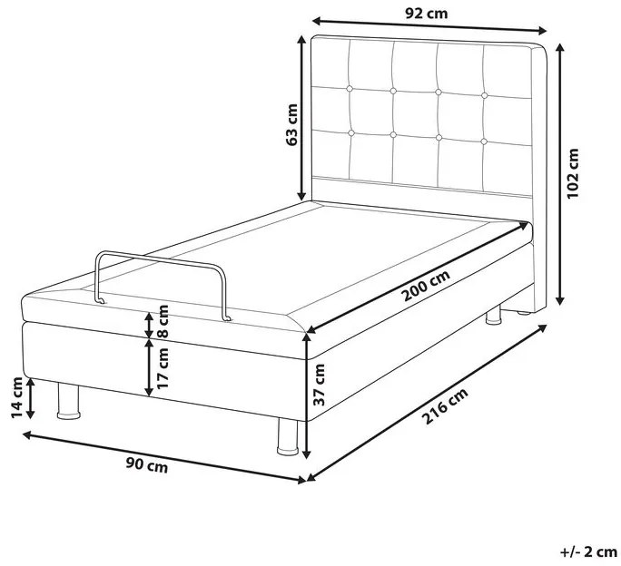 Čalouněná postel béžová elektricky polohovací 90x200 cm DUKE Beliani