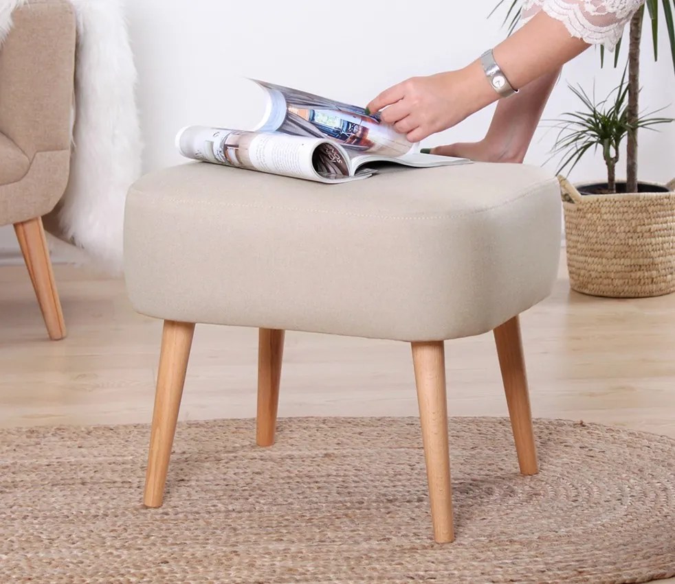 Atelier del Sofa Taburet Parrot - Cream, Krémová