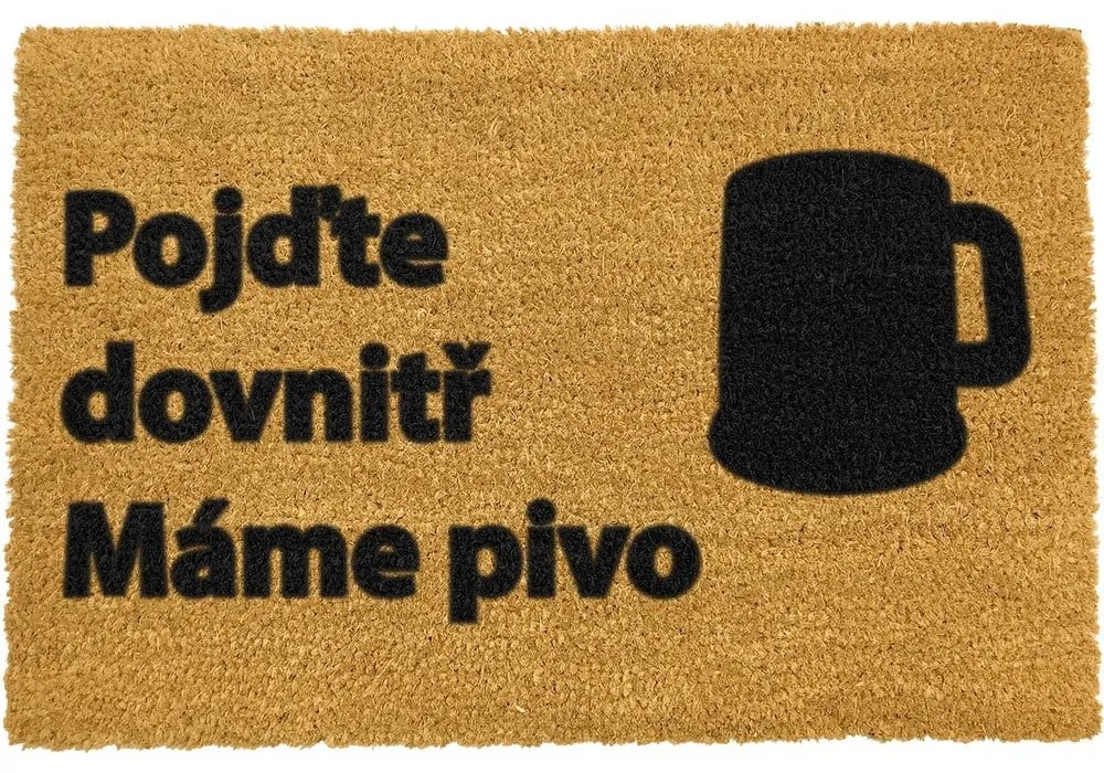 Rohožka z přírodního kokosového vlákna Artsy Doormats Pivo, 40 x 60 cm