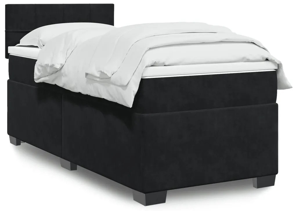 Box spring postel s matrací černá 90x200 cm samet 3288524