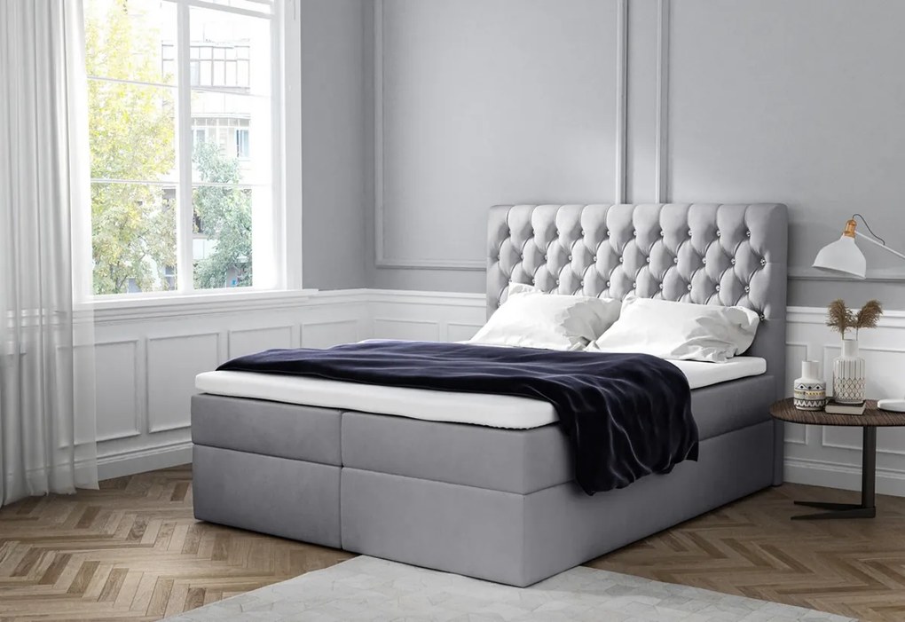 Expedo Čalouněná postel boxspring TOMIO + topper, 200x200, jasmine 90