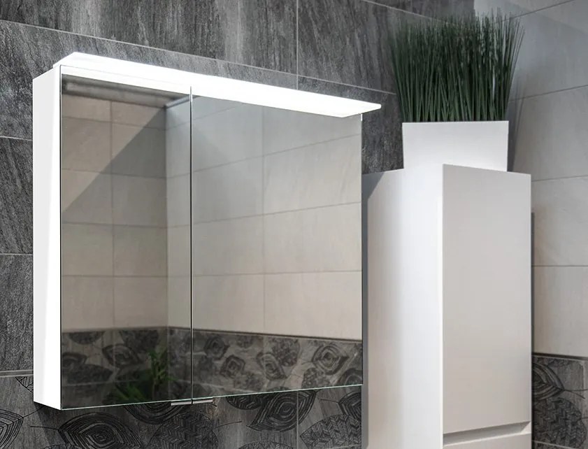 Sapho Sapho, LINEX galerka s LED osvětlením, 80x70x15cm, bílá, LX080-0030