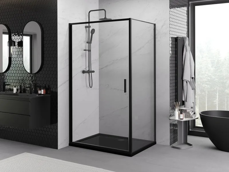 Mexen Exo sprchový kout s výkyvnými dveřmi 100 x 90 cm, transparentní, černá - 817-100-090-70-00