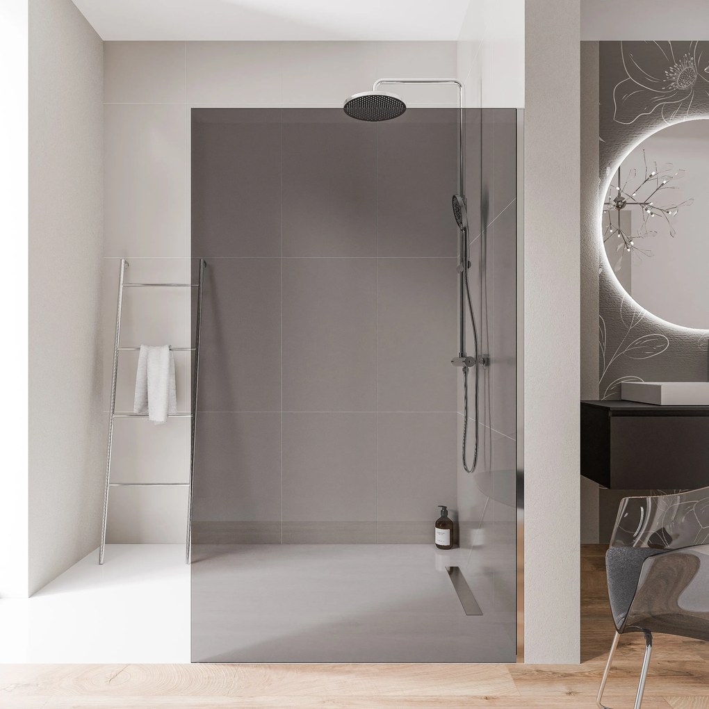 Sprchová zástěna Walk-In EX102 - 10mm šedé sklo - Nano ochrana - profil chrom - různé šířky