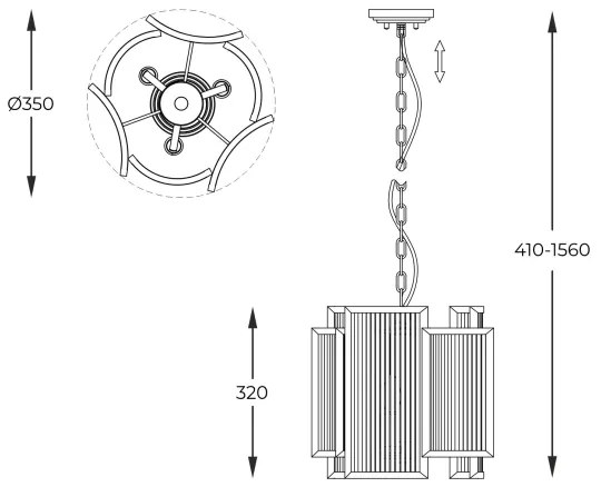 Zuma Line P0528-03A-V6AC - Lustr na řetězu SERGIO 3xE14/60W/230V zlatá
