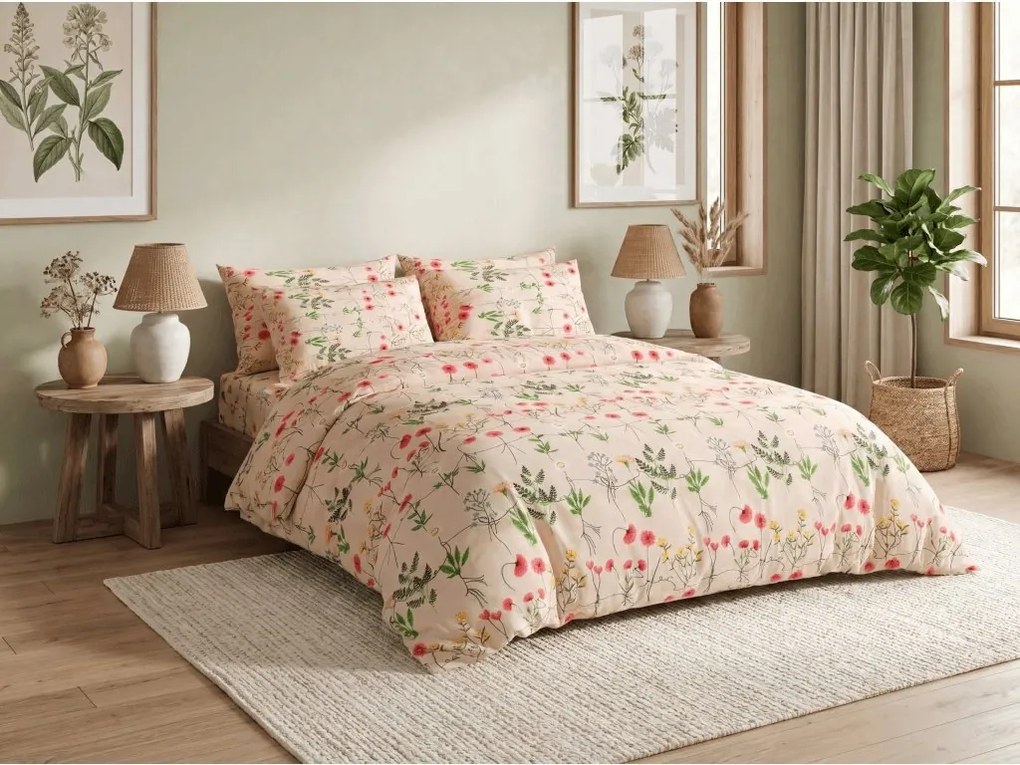 Krepové povlečení HERBAR POLY béžové Rozměr povlečení: 70 x 90 cm | 140 x 220 cm