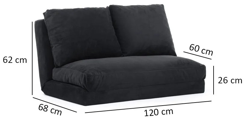 Hanah Home Futonová rozkládací pohovka TAIDA černá 859FTN1265