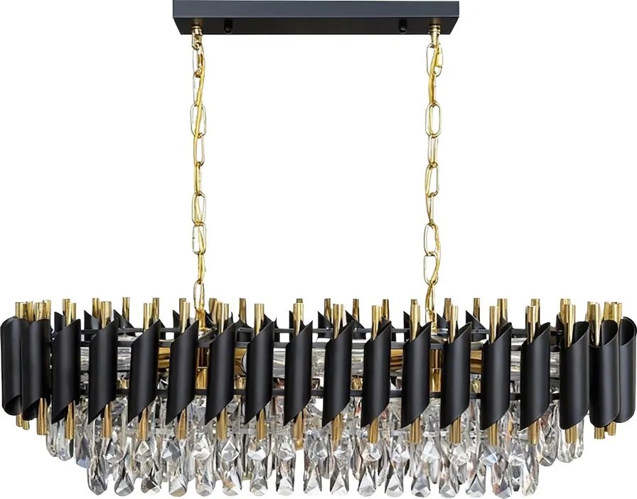 Lustr Cristal, 1x křišťálové/zlaté/černé kovové stínítko, g