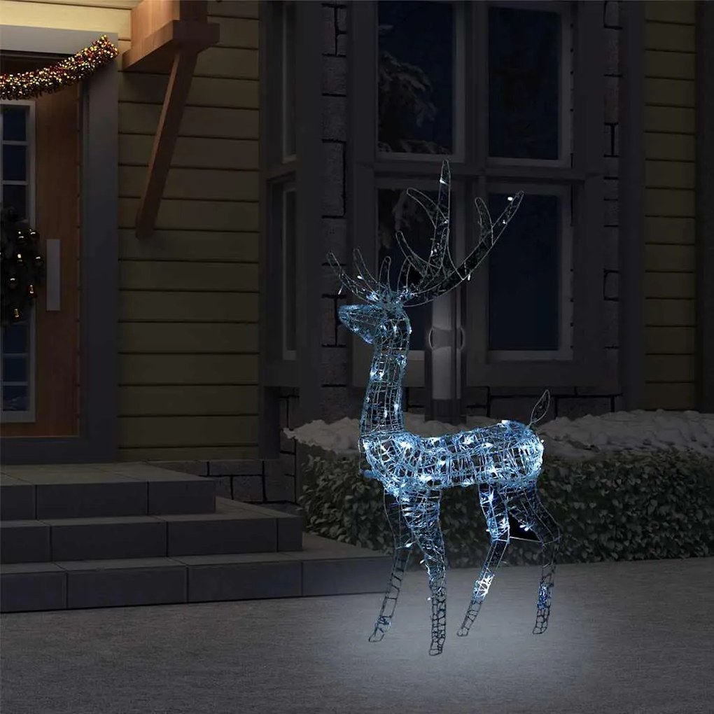 Vánoční dekorace akrylový sob 140 LED 128cm studené bílé světlo 329782