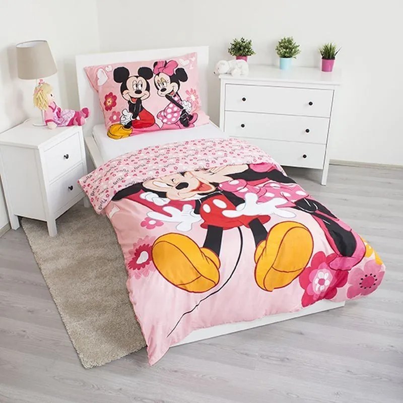 JERRY FABRICS Povlečení Mickey a Minnie Kiss Polyester 140/200, 70/90 cm