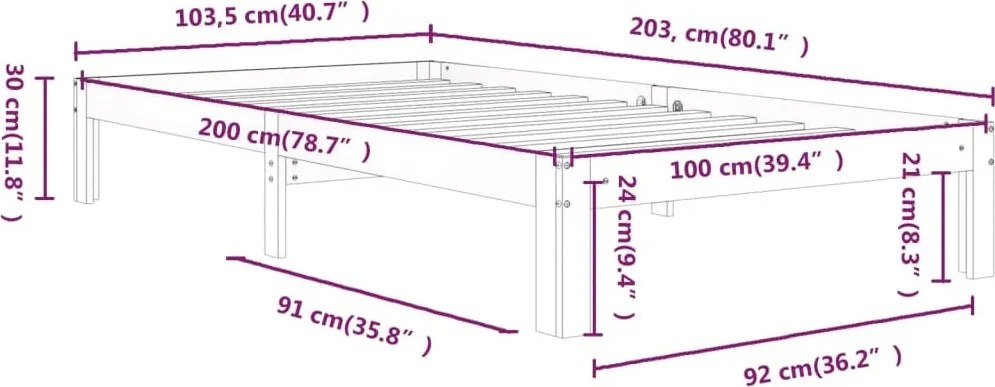 vidaXL Rám postele masivní borovice 100 x 200 cm [810359] Barva: Černá