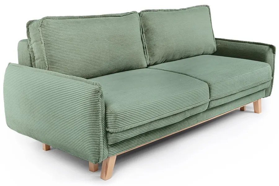 Světle zelená manšestrová rozkládací/s úložným prostorem pohovka 218 cm Tori - II. jakost – Bonami Selection
