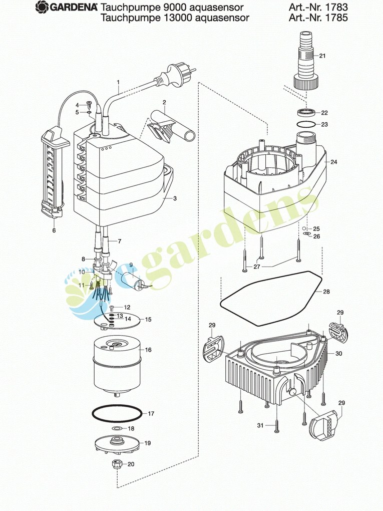Gardena 13000 aquasensor ponorné čerpadlo 1785-29