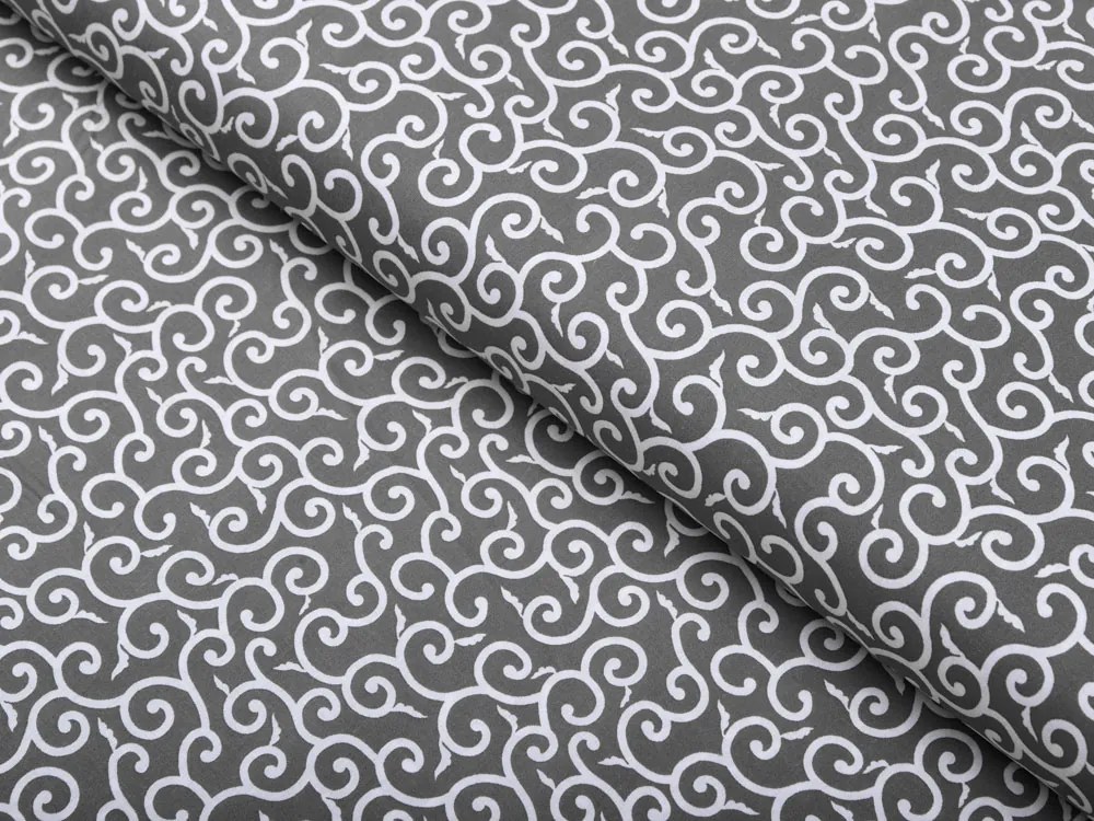 Biante Bavlněný čtvercový ubrus Sandra SA-258 Ornamenty na tmavě šedém 120x120 cm