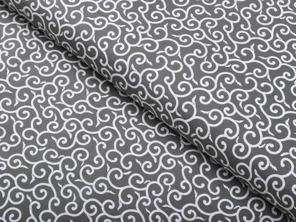 Biante Bavlněný obdélníkový ubrus Sandra SA-258 Ornamenty na tmavě šedém 130x180 cm