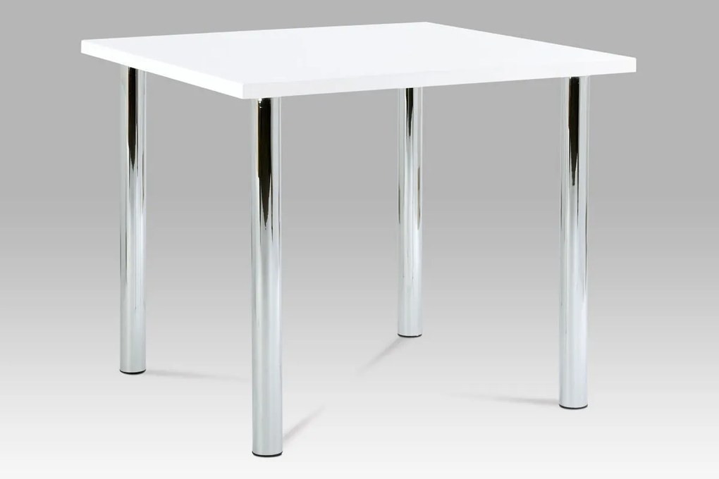 Autronic Jídelní stůl 90x90 cm, chrom / vysoký lesk bílý AT-1913B WT