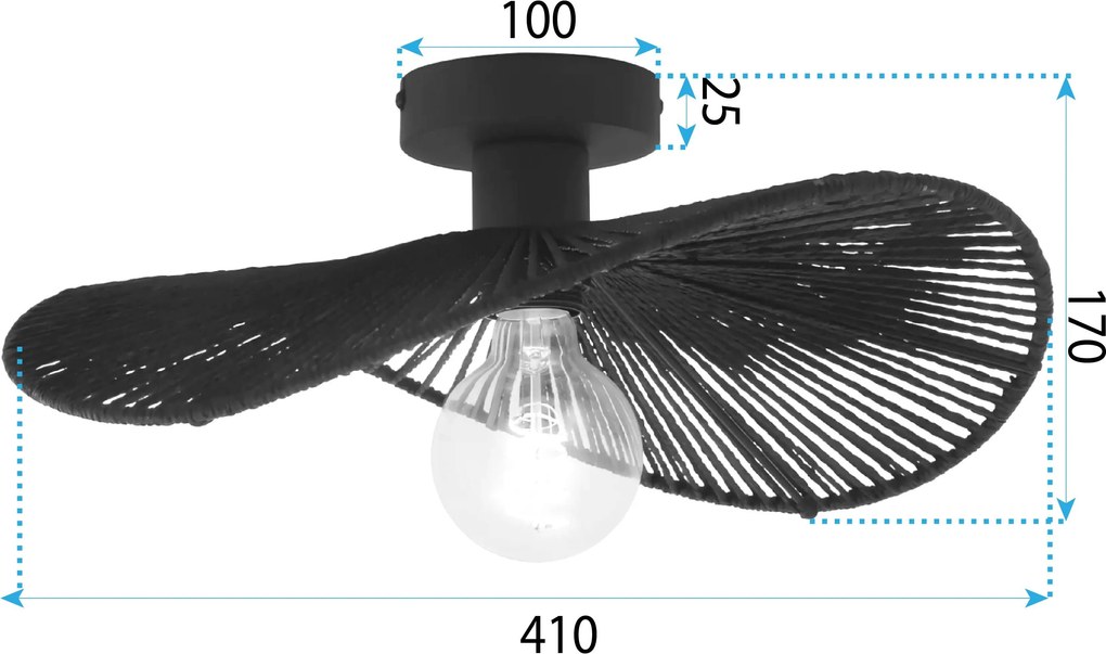 Toolight Toolight, stropní svítidlo 41cm, 1xE27, APP1832-1C, černá, OSW-00631