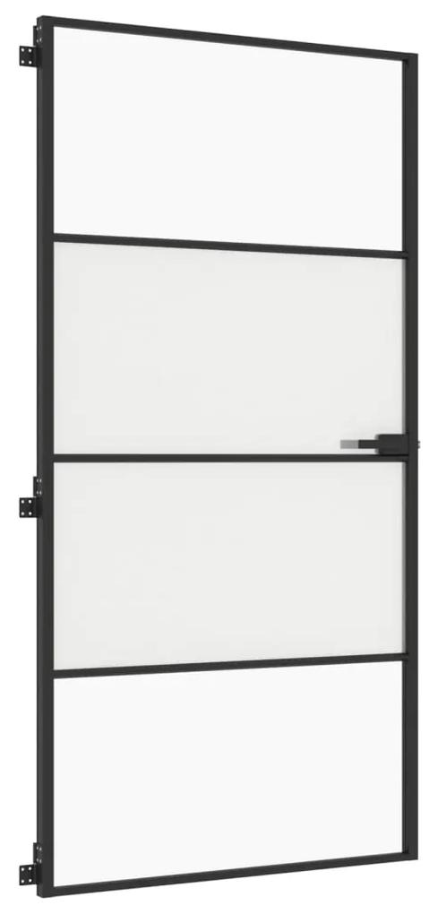 Interiérové dveře úzké černé 102,5x201,5 cm tvrzené sklo hliník