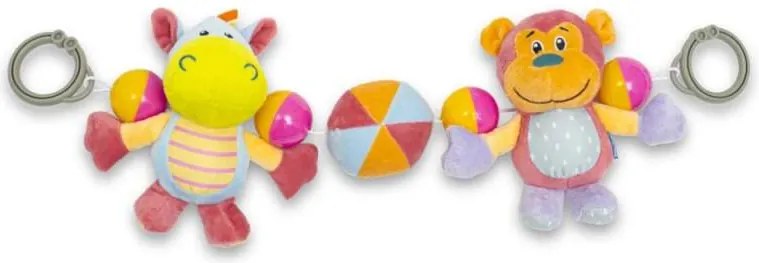 Dětské plyšové chrastítko do kočárku Baby Mix hrošík a opička